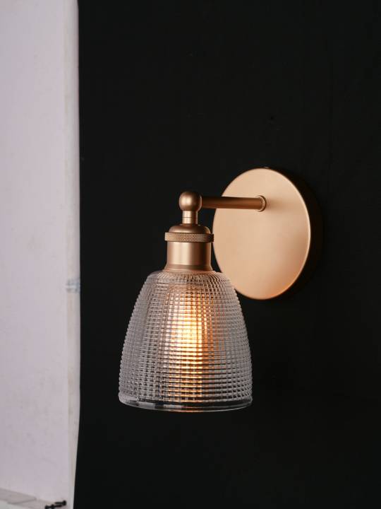 Buy Textured Glass Gold Wall Light – Hybec Deco