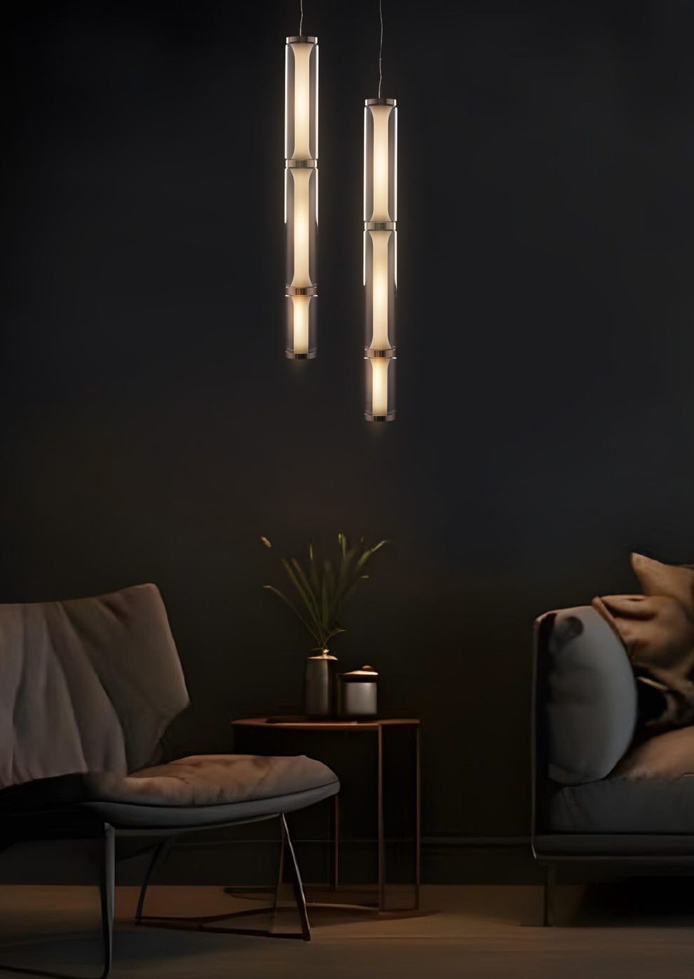 Shop Lumen Arc Mini Chrome & Glass Vertical LED Pendant – Hybec Deco